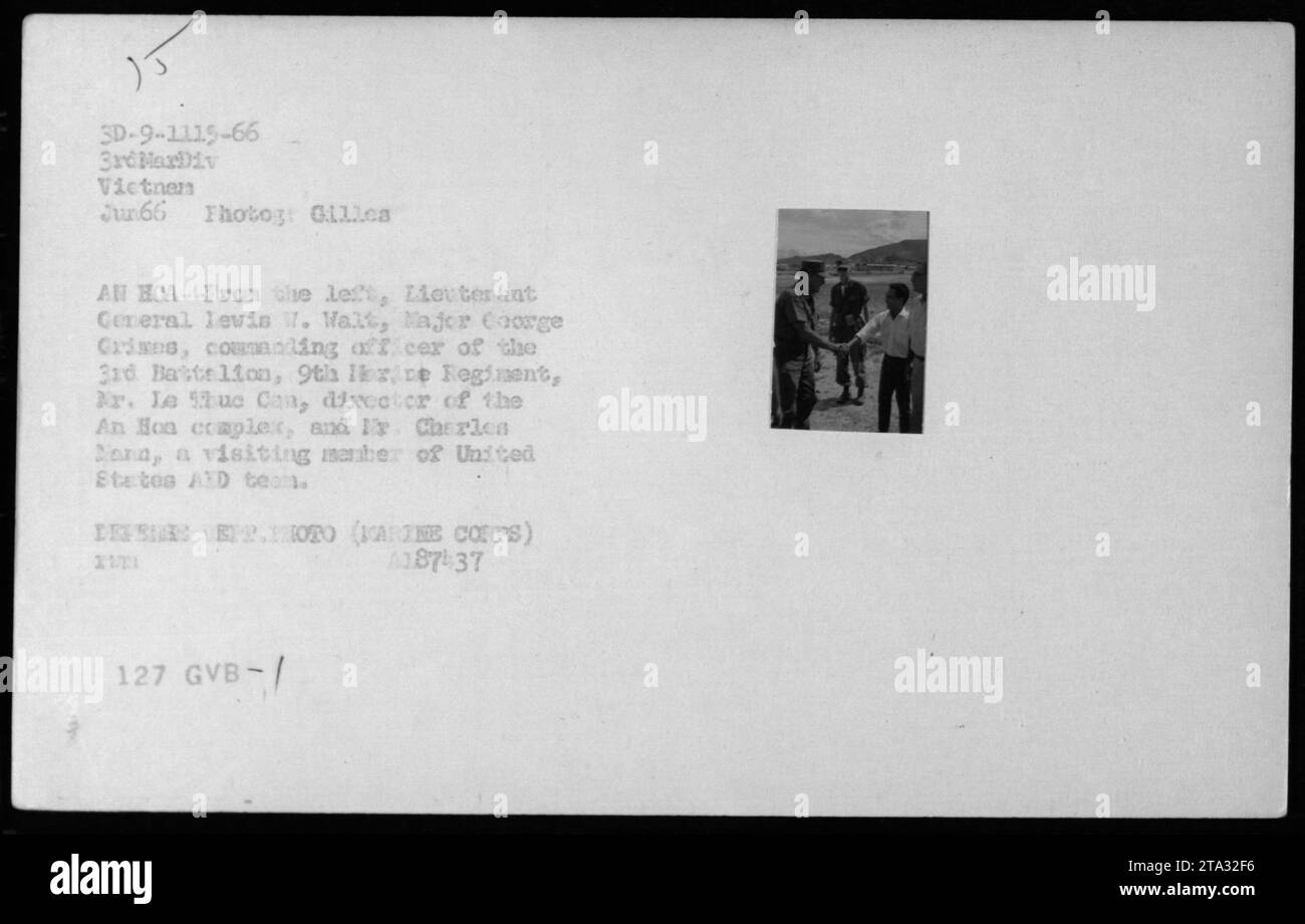 Military personnel and officials meet at An Hoa, Vietnam, in June 1966 ...