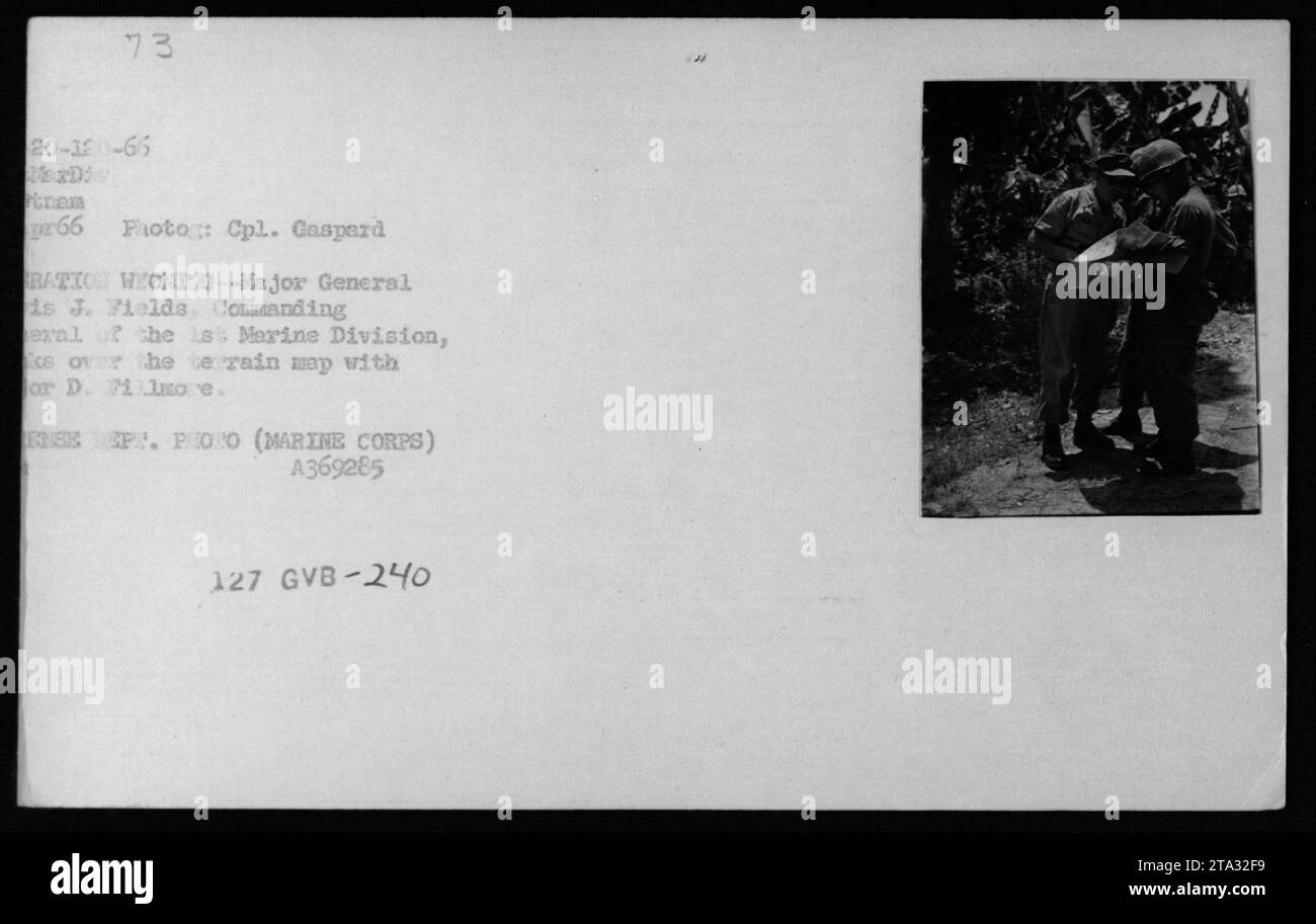 In this photograph from April 1966, Major General J. Fields, Commanding ...