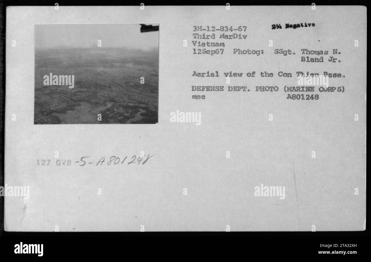 Aerial view of Con Thien Base on September 12, 1967. The photograph was ...