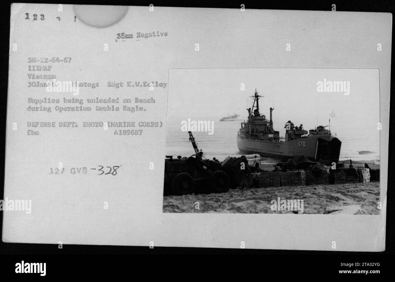 On January 30, 1966, supplies were unloaded on a beach during Operation ...