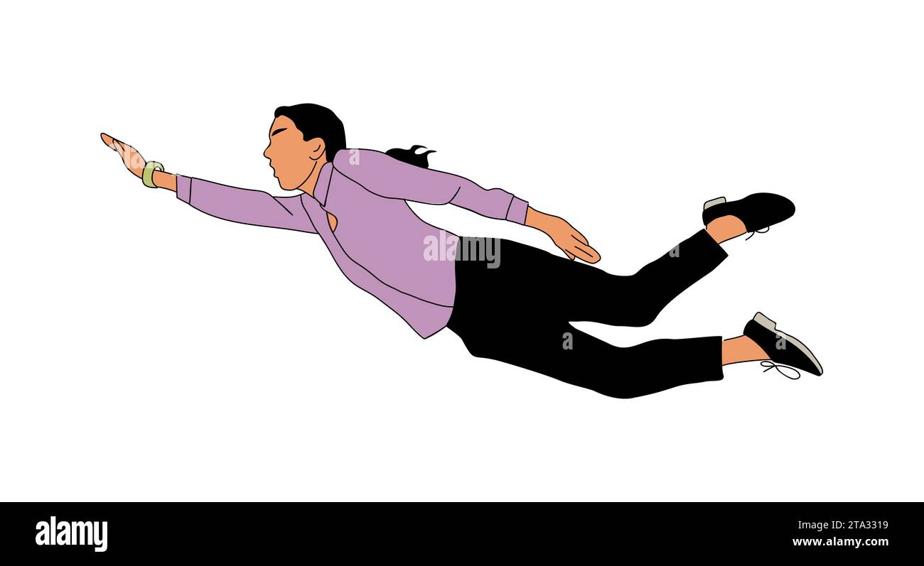 Happy business woman flying vector art isolated Stock Vector Image ...