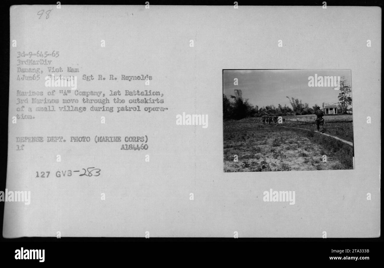 Marines from "A" Company, 1st Battalion, 3rd Marines carry out a patrol ...