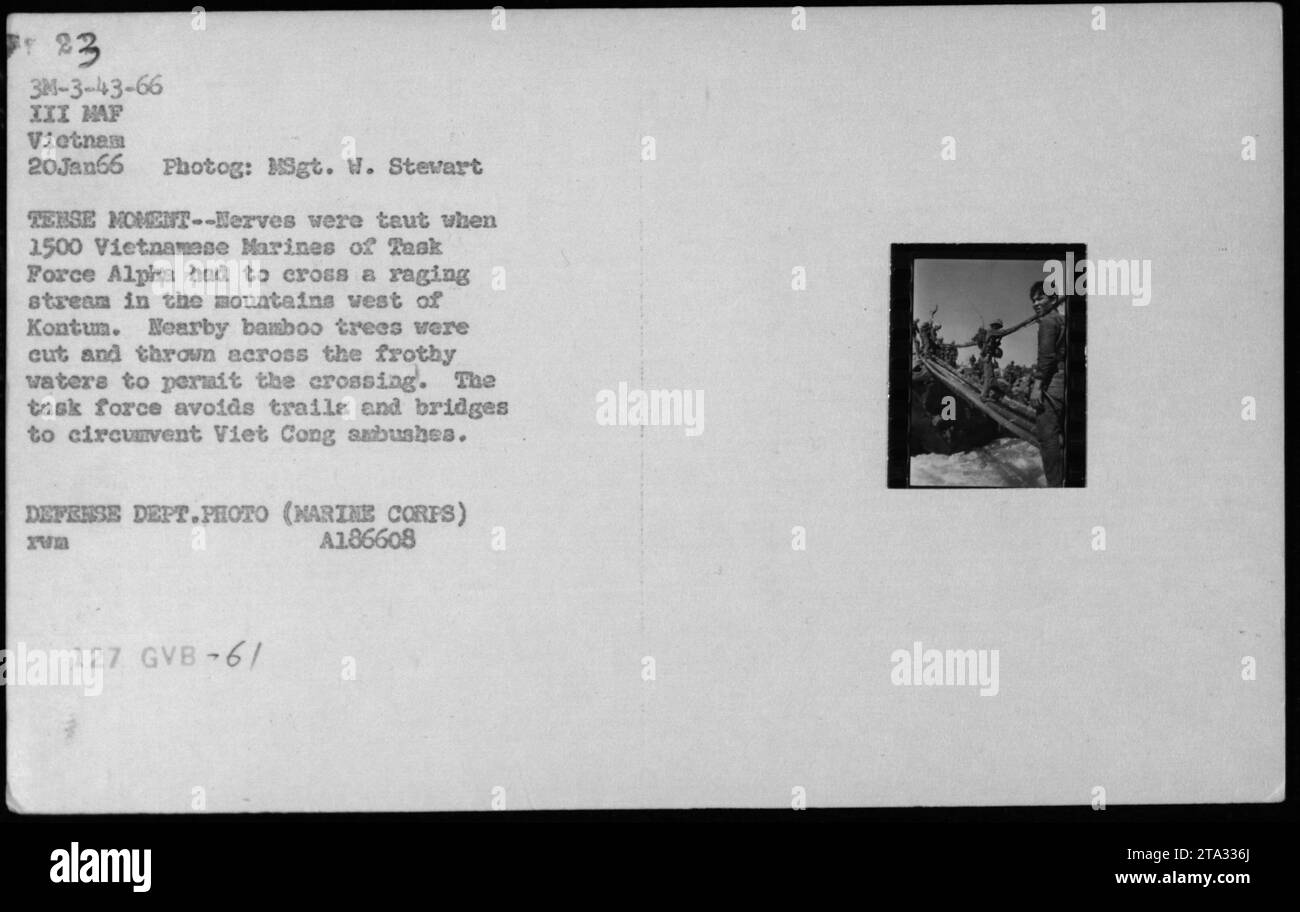 "Vietnamese Marines of Task Force Alpha crossing a raging stream in the ...