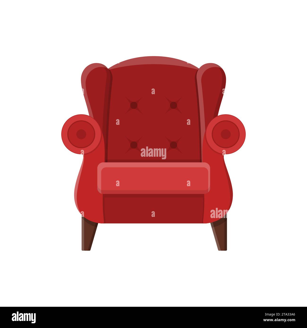 Stylish red comfortable armchair in flat style isolated on white ...