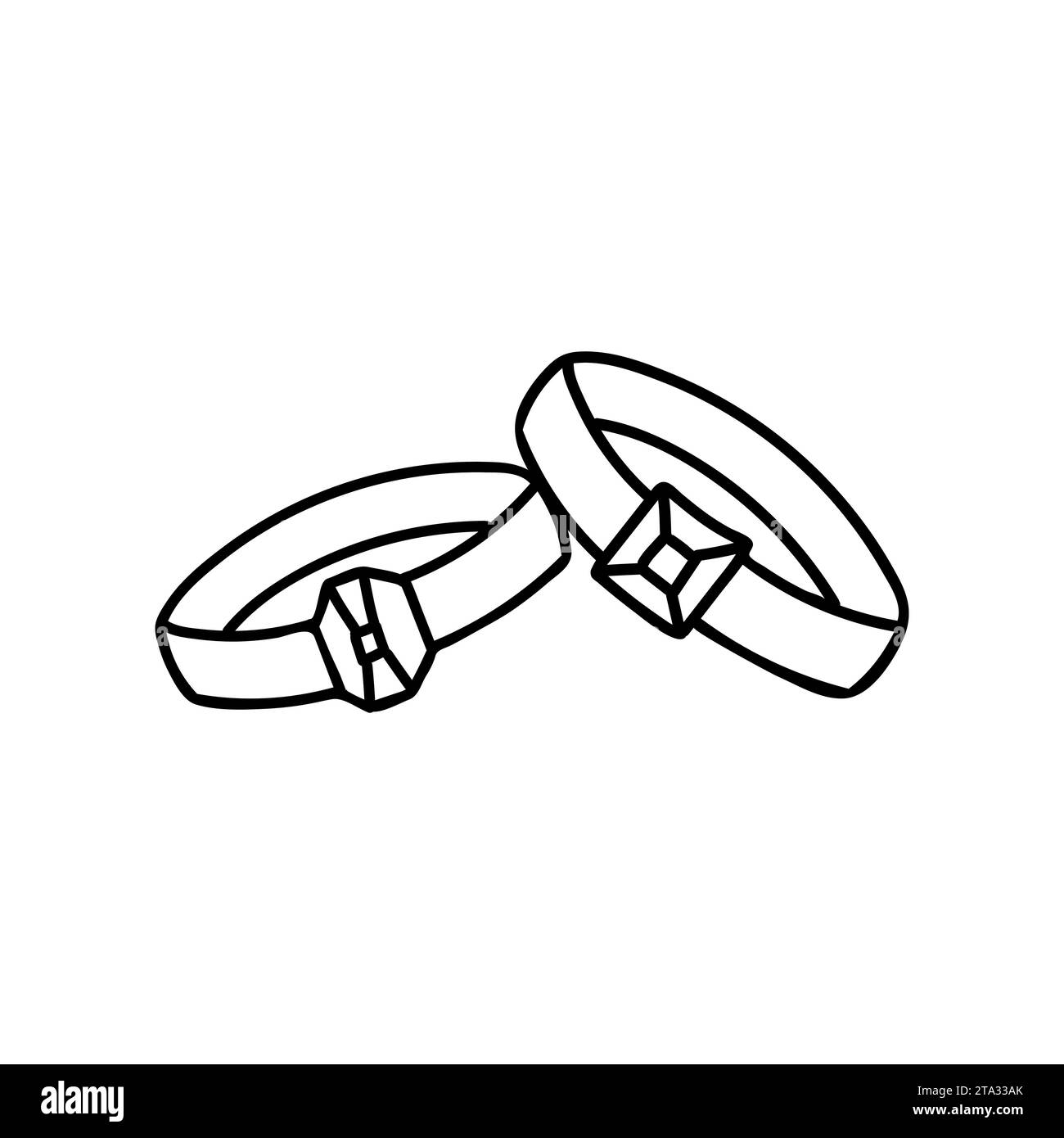 Two Doodle Engagement Rings on a white background Stock Vector Image ...