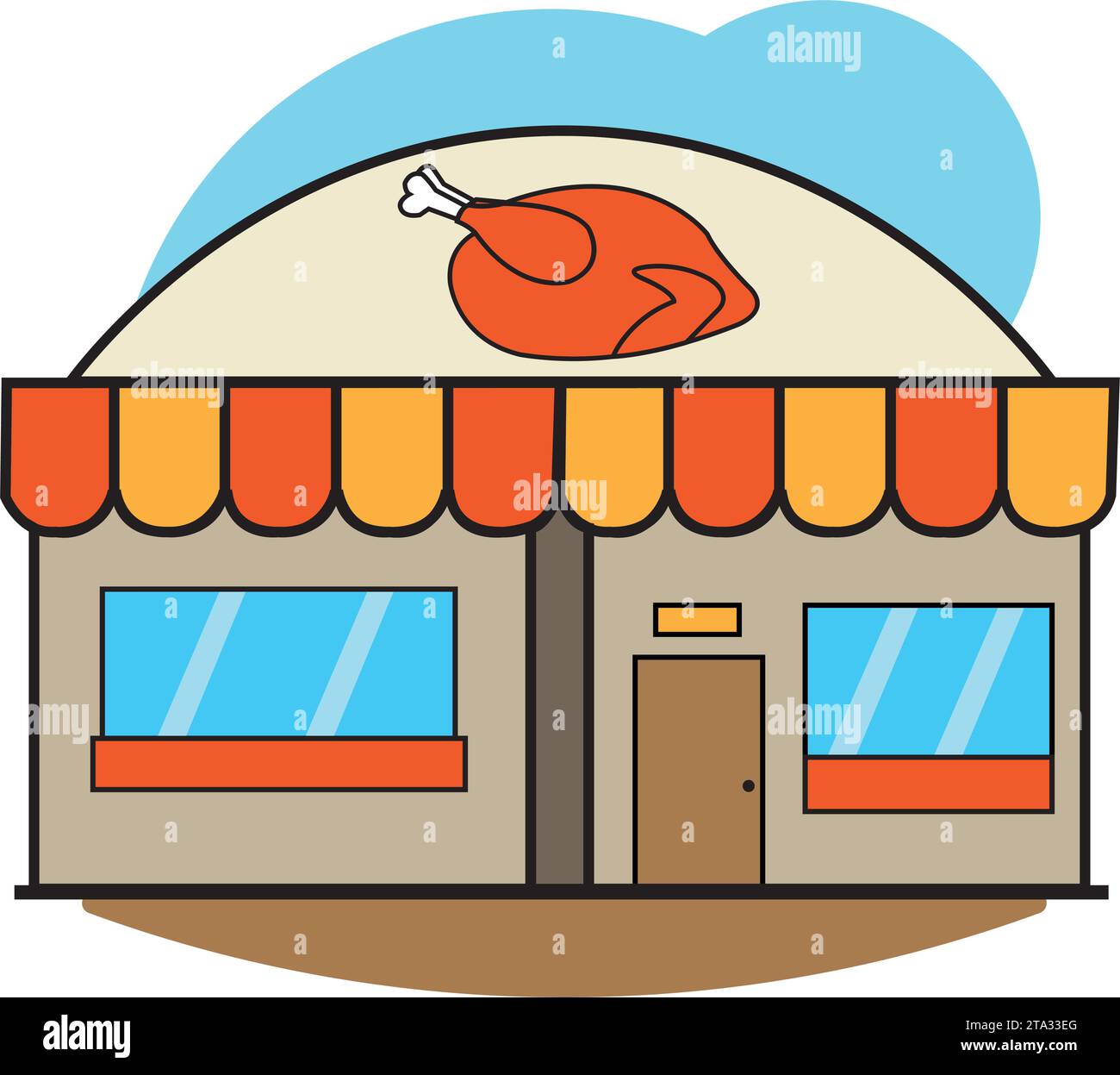 Isolated roasted chicken restaurant building icon Vector illustration ...