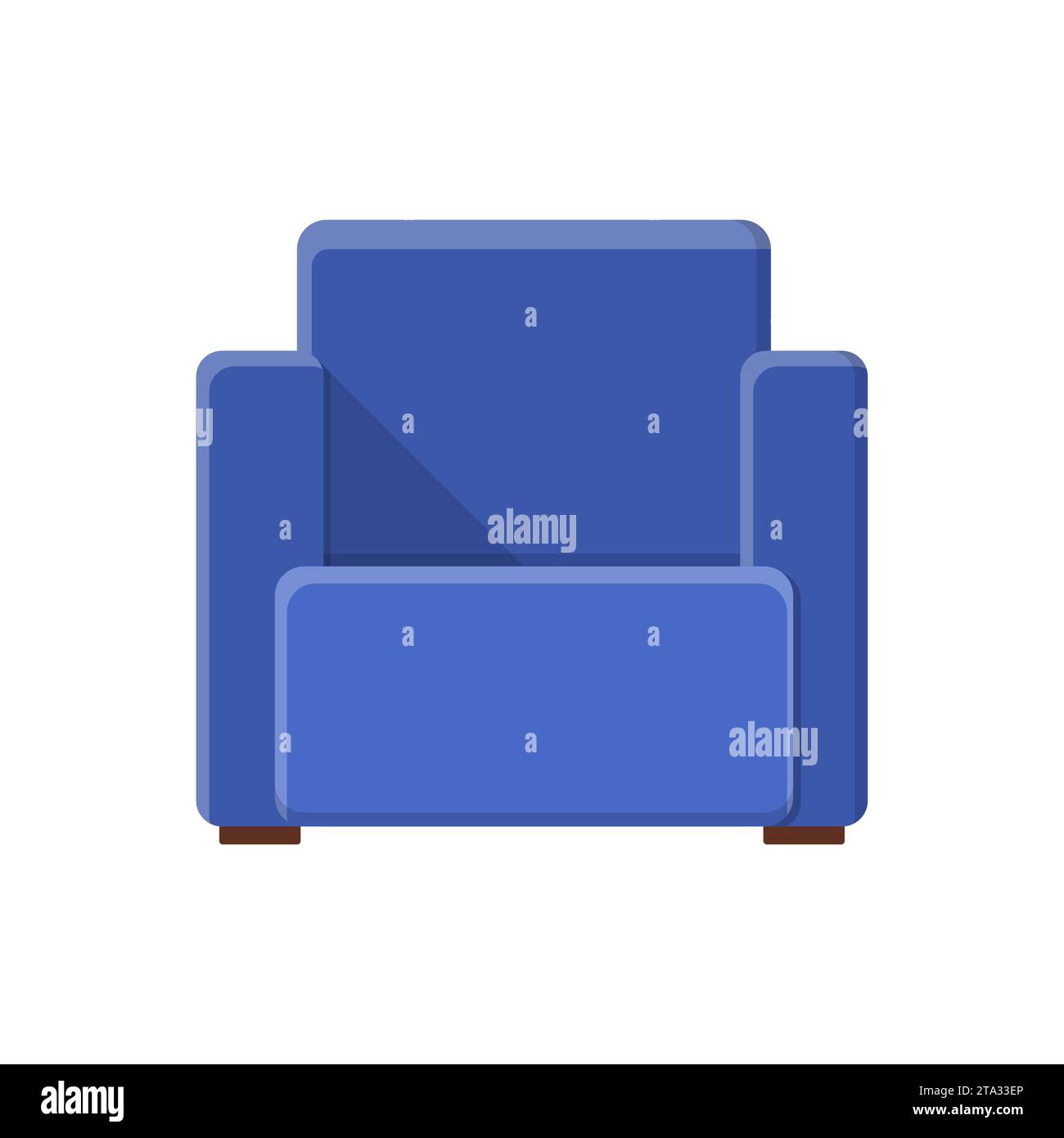 Stylish blue comfortable modern armchair in flat style isolated on ...