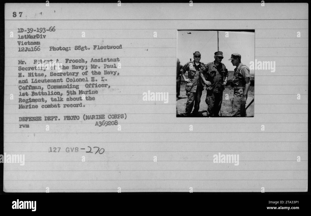 The photograph shows Robert A. Frosch, Assistant Secretary of the Navy ...