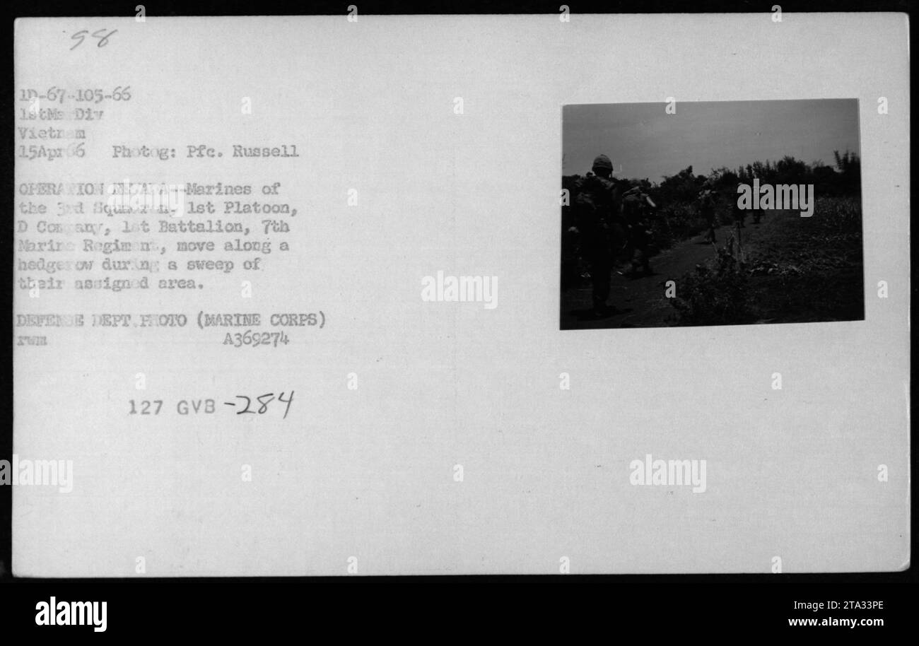 On April 15, 1966, Marines of 3rd Squadron, 1st Platoon, D Company, 1st ...