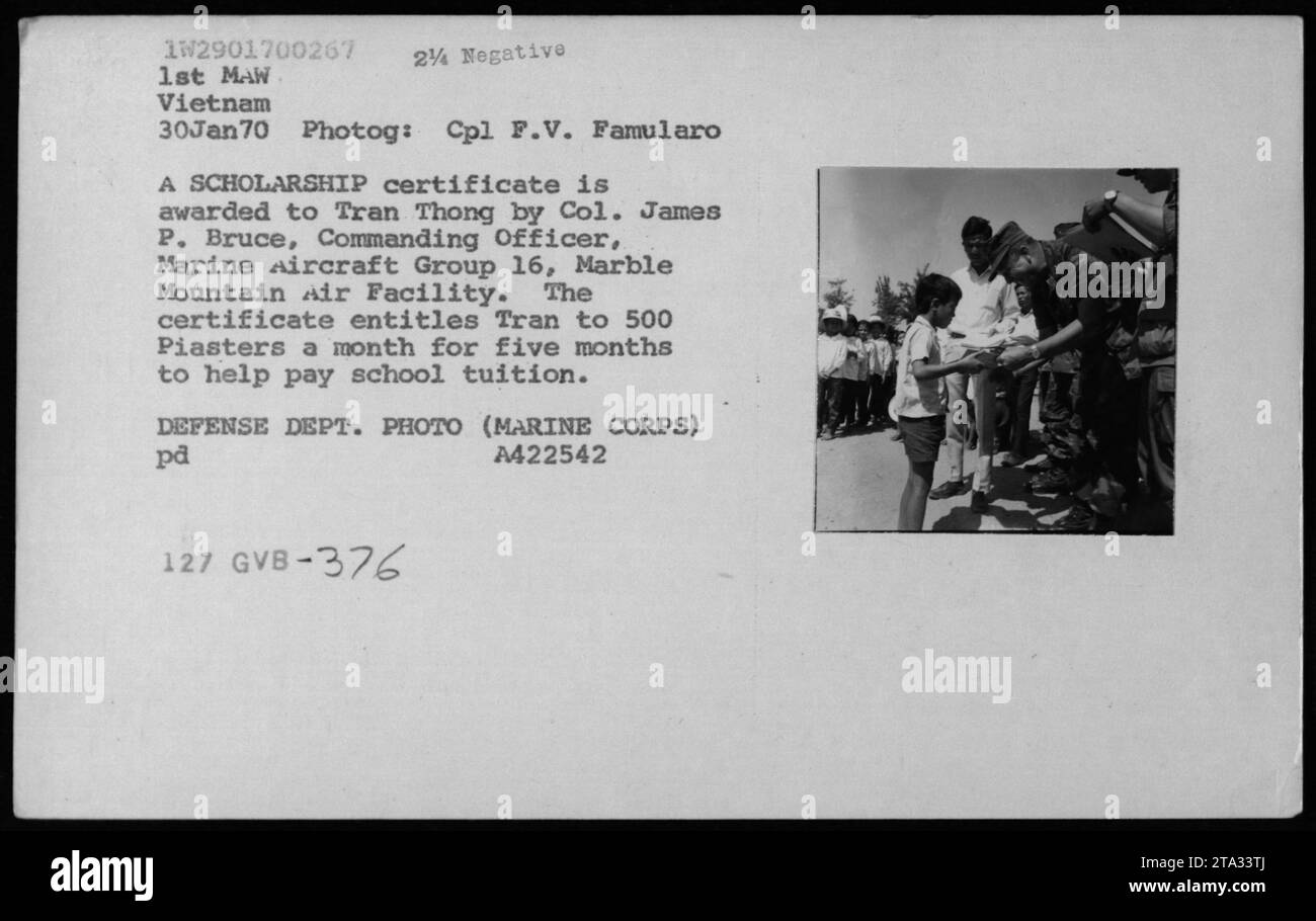 Cpl F.V. Famularo took this photograph on January 30, 1970, during the ...