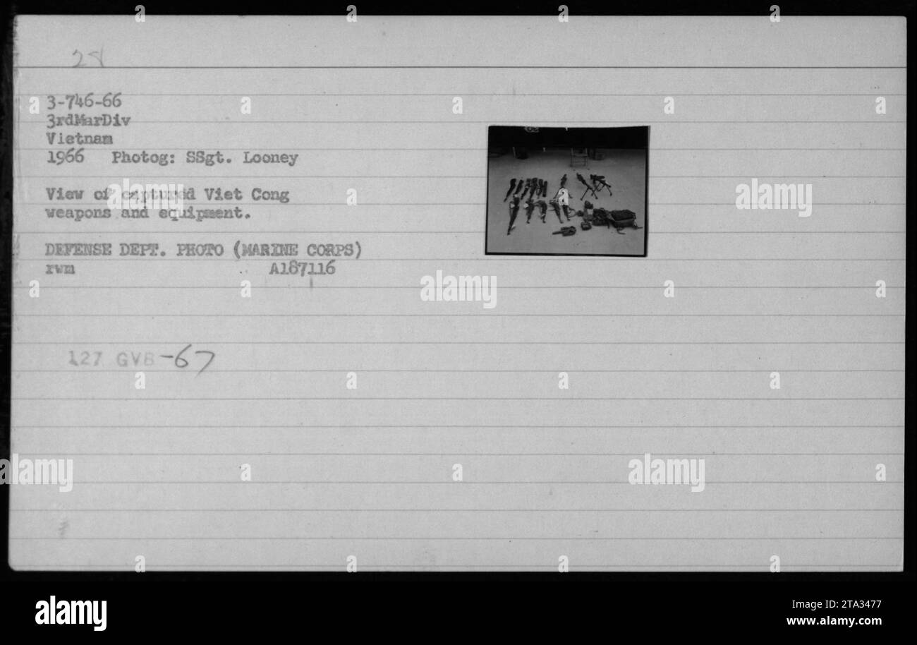 "View of captured Viet Cong weapons and equipment, taken by Staff ...