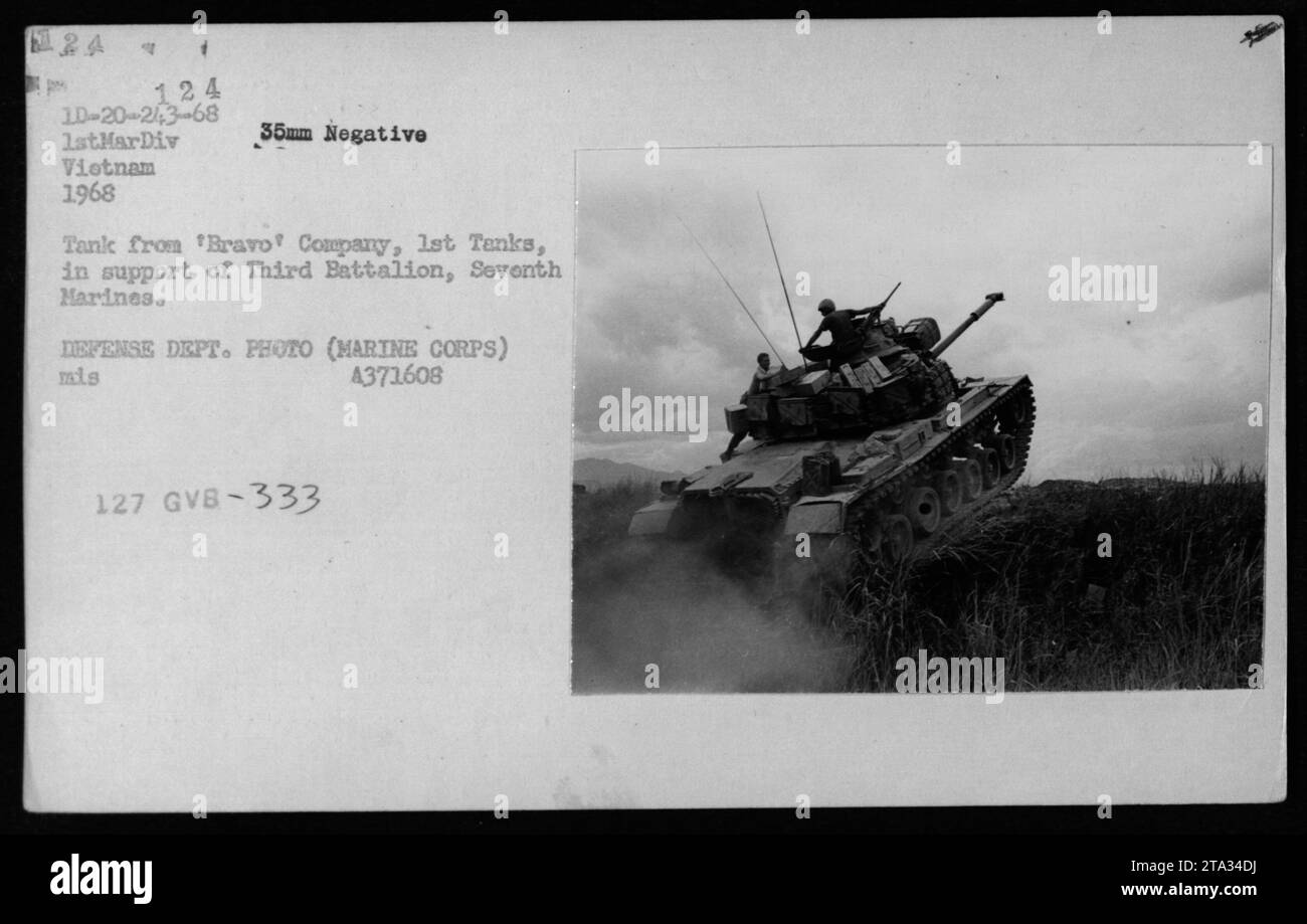 A tank from Bravo Company, 1st Tanks, providing support to Third ...