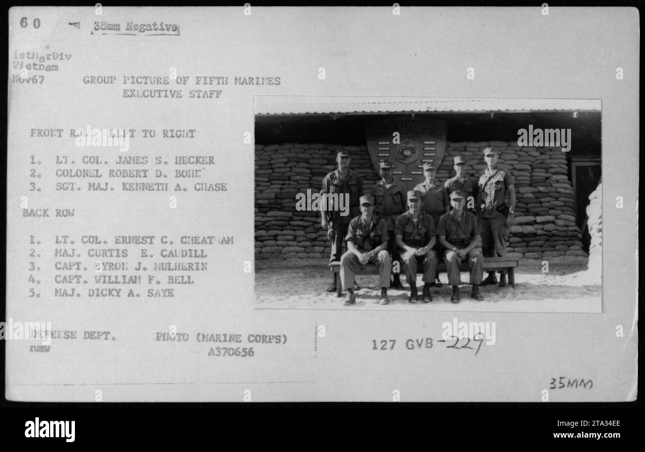 The executive staff of the Fifth Marine Regiment is pictured in ...