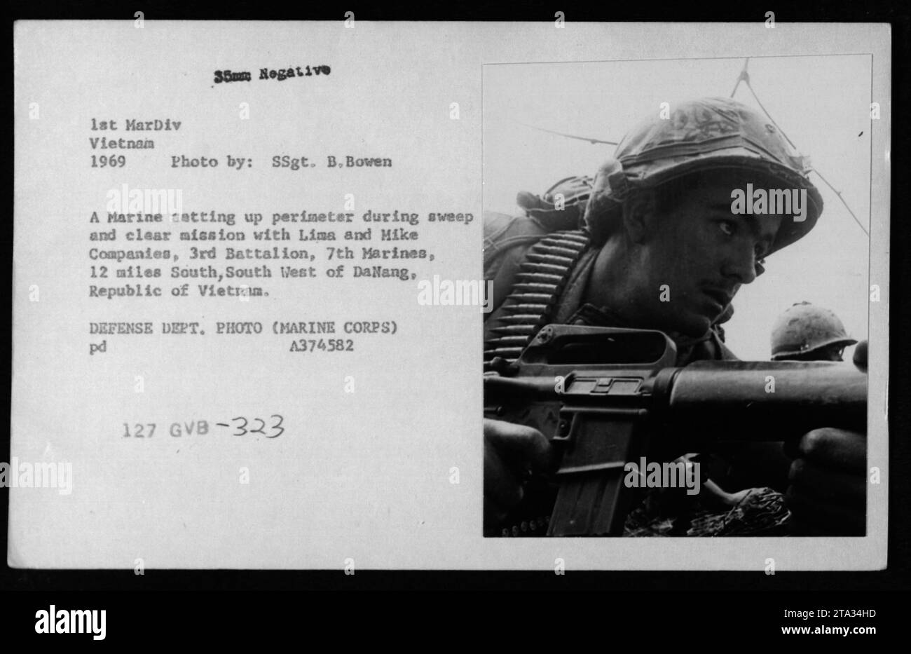 In 1969, a Marine set up perimeter security during a sweep and clear ...