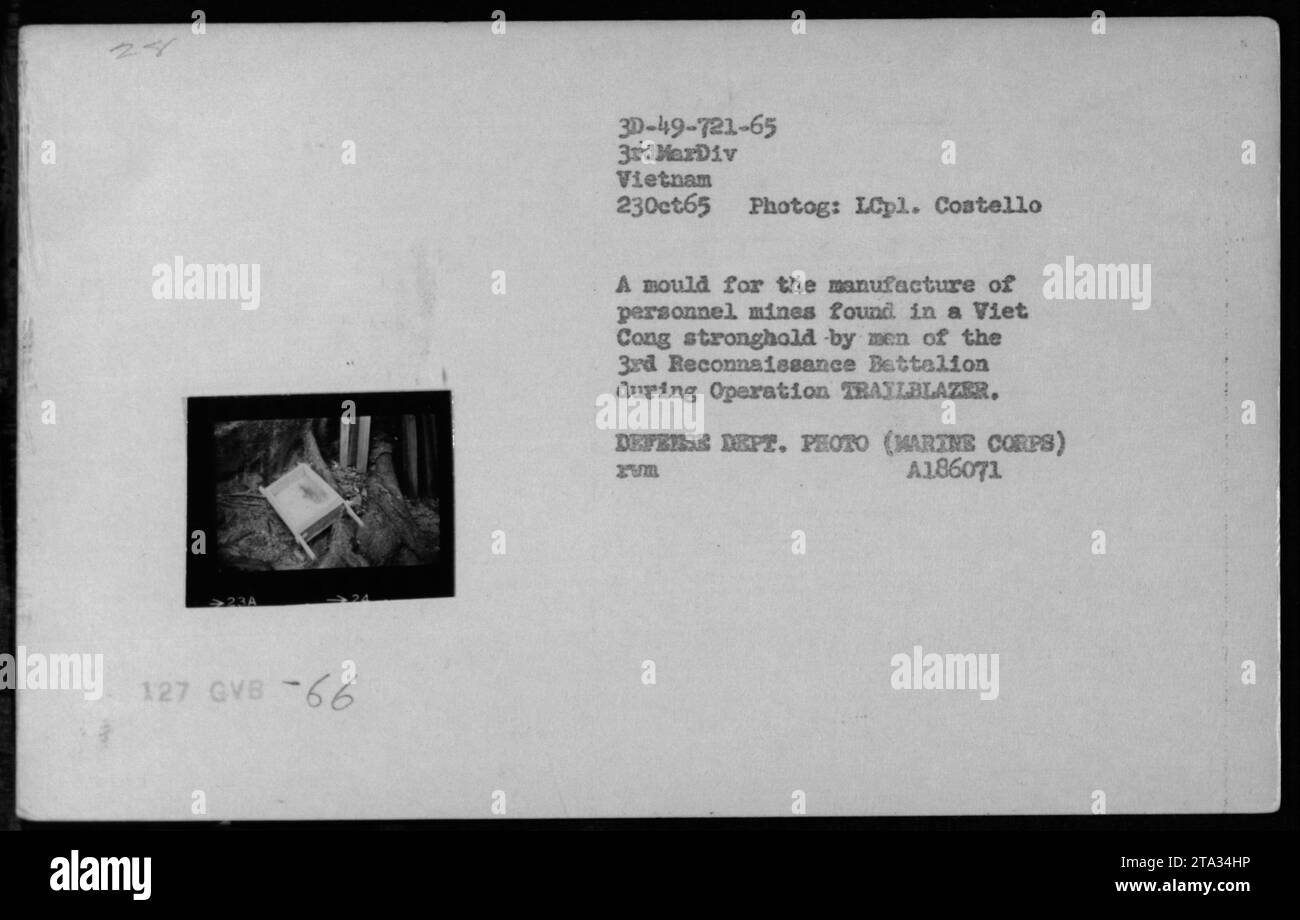 On October 23, 1965, the 3rd Reconnaissance Battalion uncovered a mold for manufacturing ...