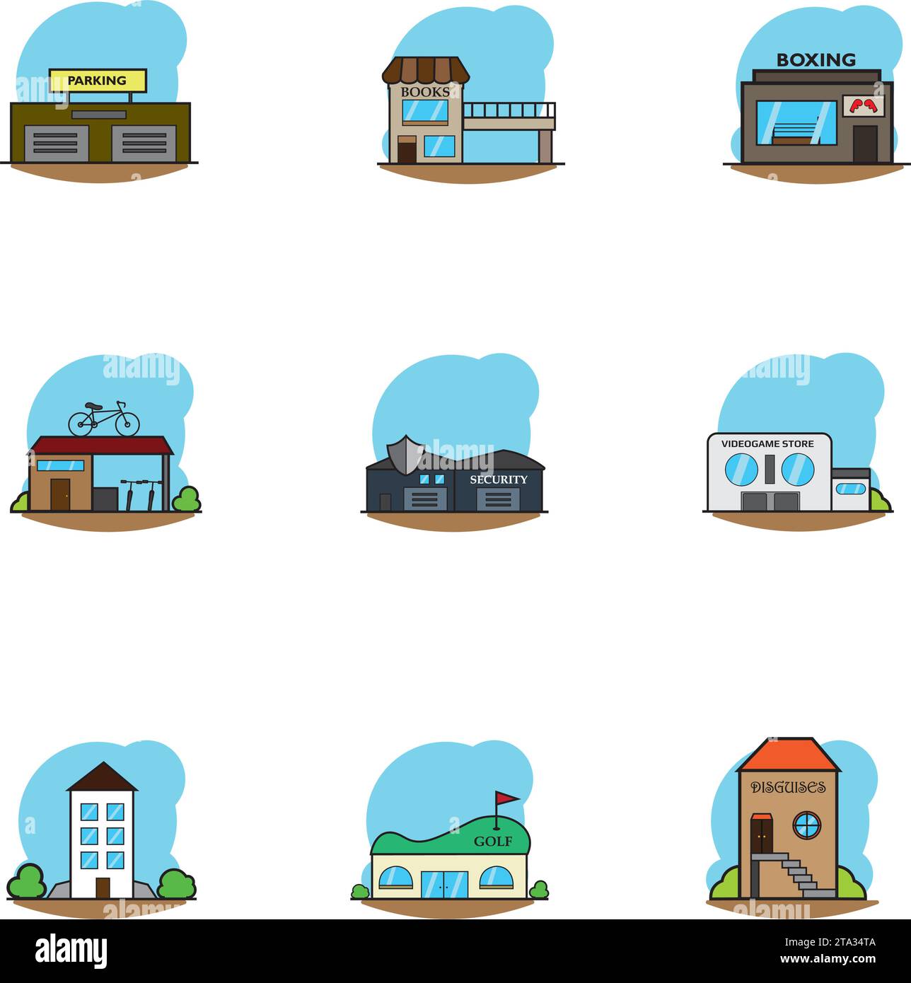 Set of different shop building icons Vector Stock Vector Image & Art ...