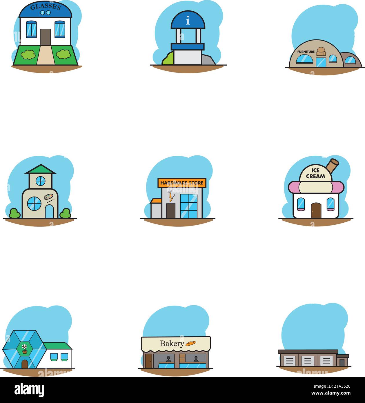 Set of different shop building icons Vector Stock Vector Image & Art ...