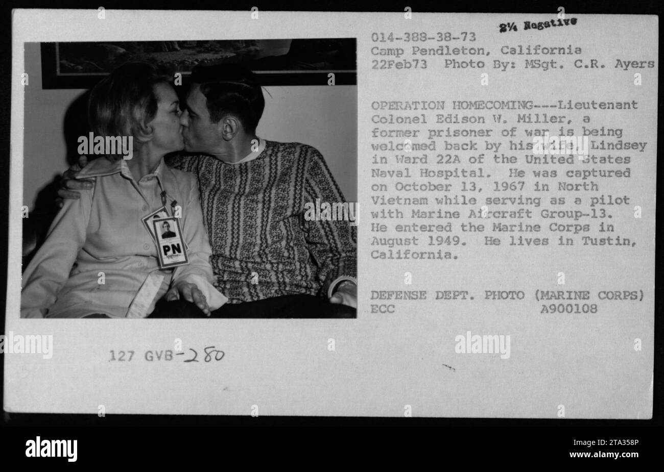 "Lieutenant Colonel Edison W. Miller, a former prisoner of war, is ...