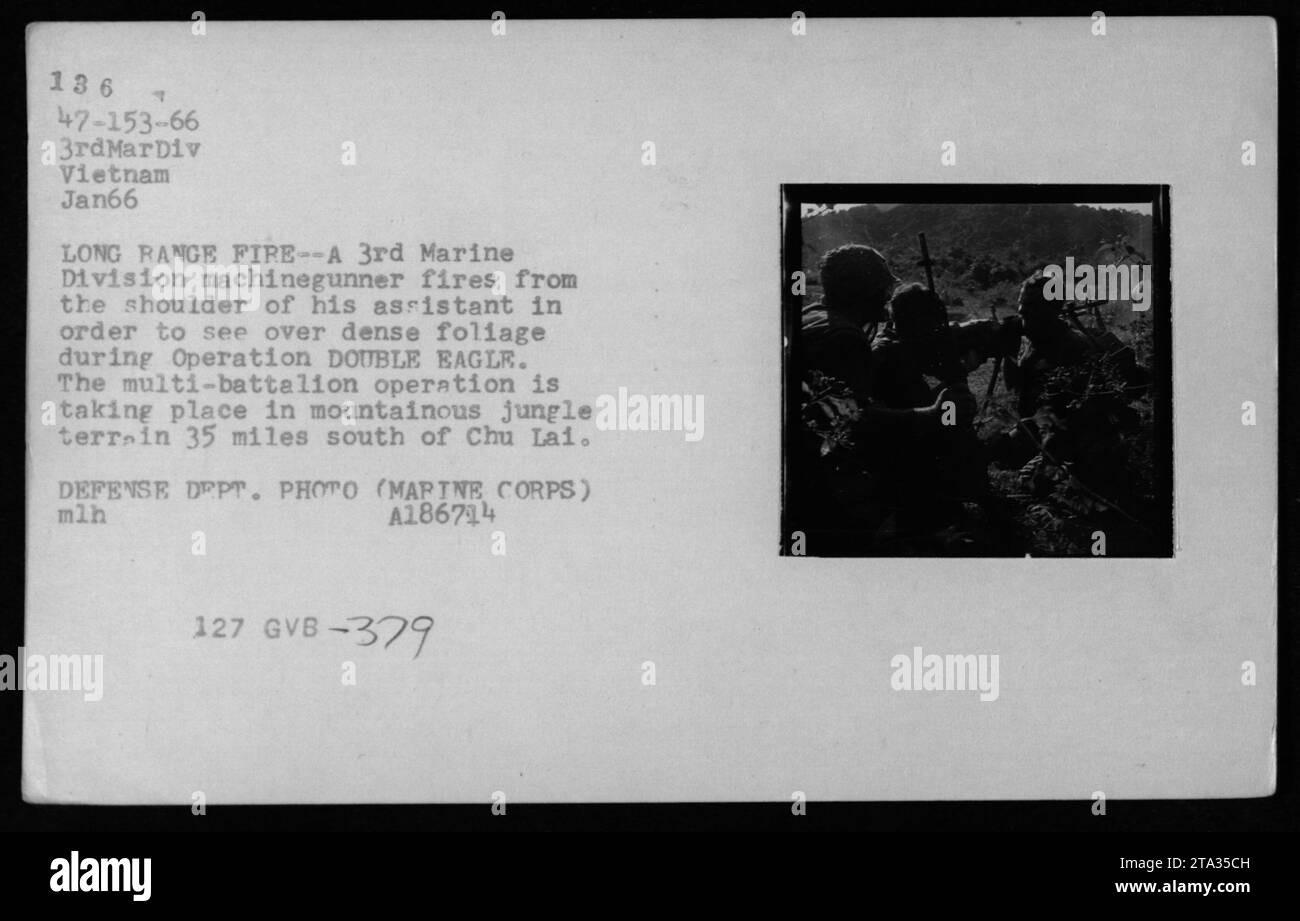 In January 1966, a 3rd Marine Division machinegunner fired from the ...