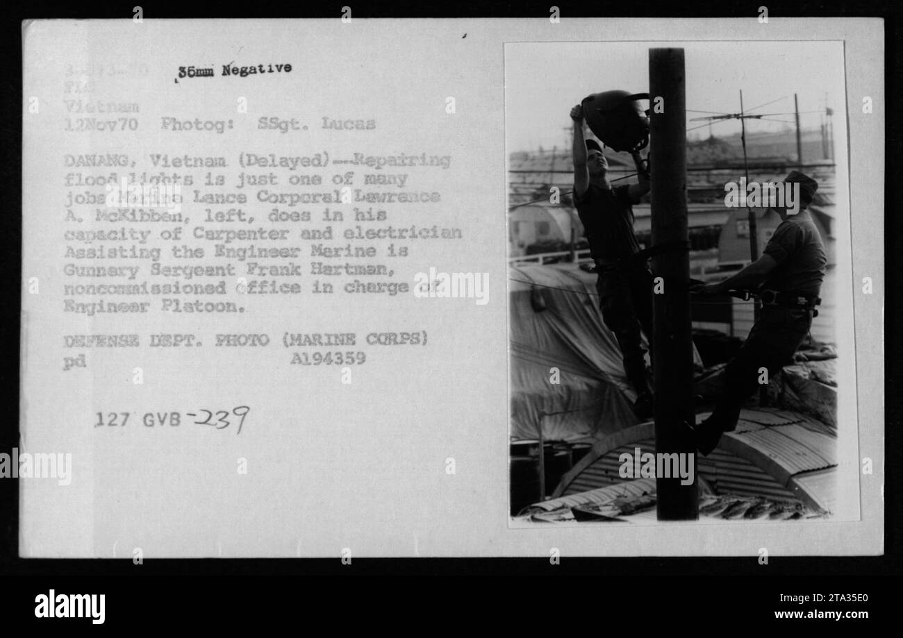 Marine Lance Corporal Lawrence A. McKibben, carpenter and electrician ...