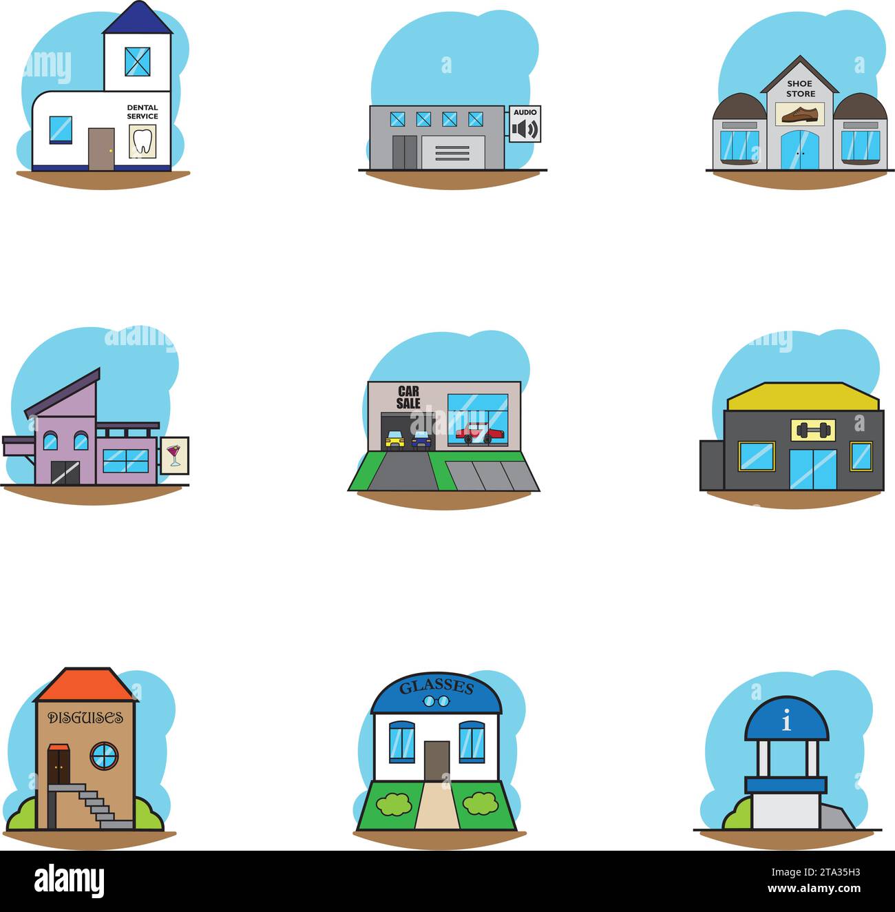 Set of different shop building icons Vector Stock Vector Image & Art ...