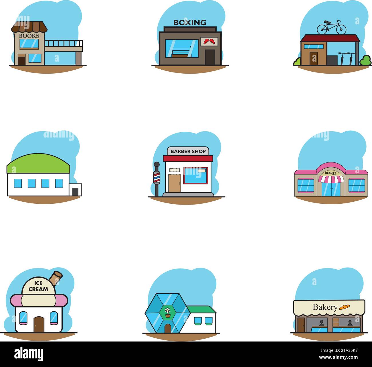 Set of different shop building icons Vector Stock Vector Image & Art ...
