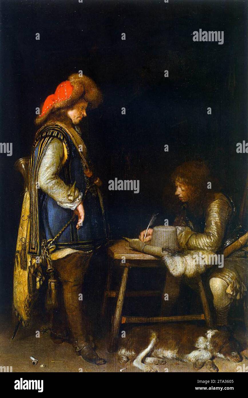An Officer Writing a Letter 1657-58 by Gerard Terborch Stock Photo - Alamy