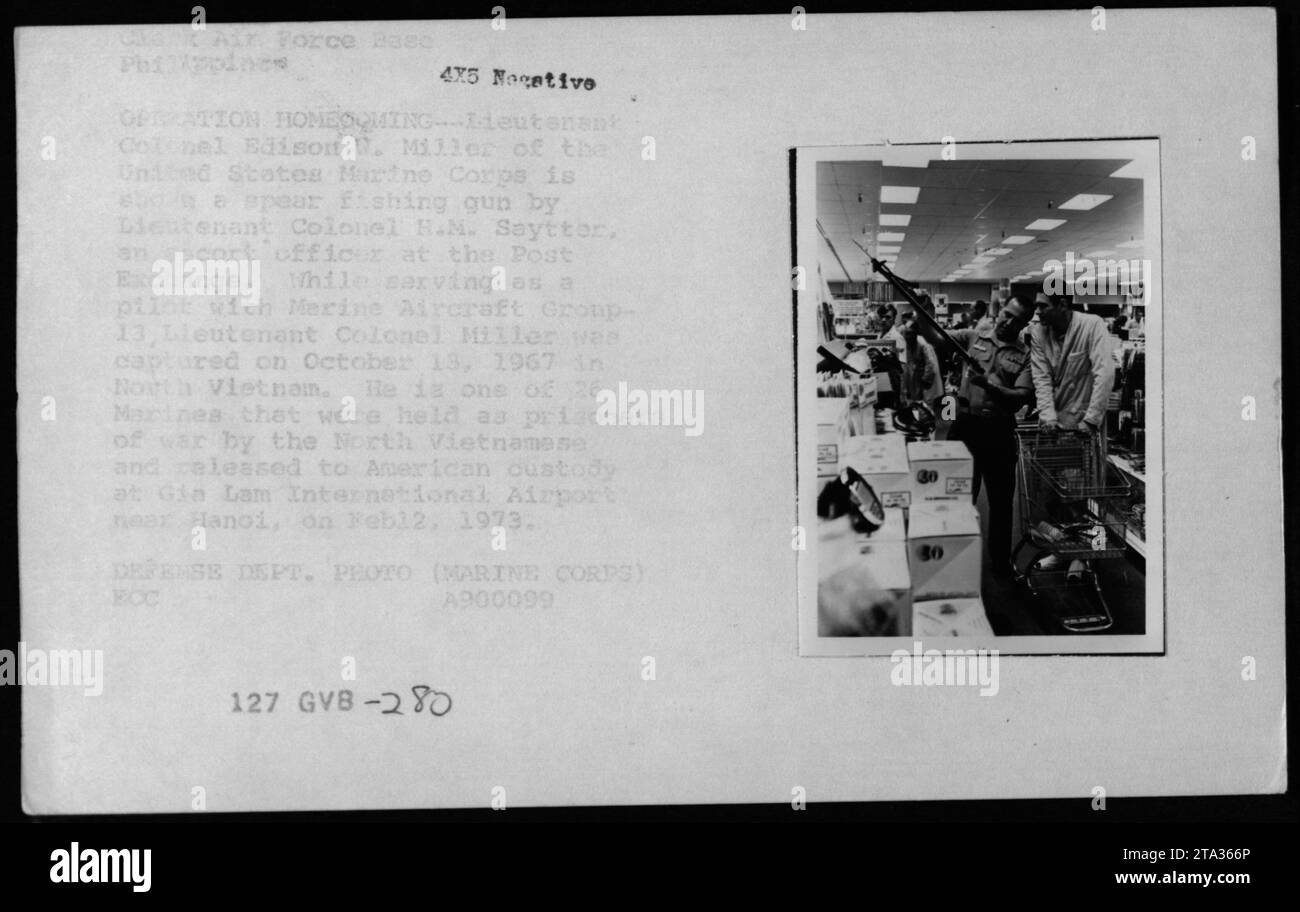 Lieutenant Colonel Edison W. Miller, a US Marine Corps pilot, is shown ...