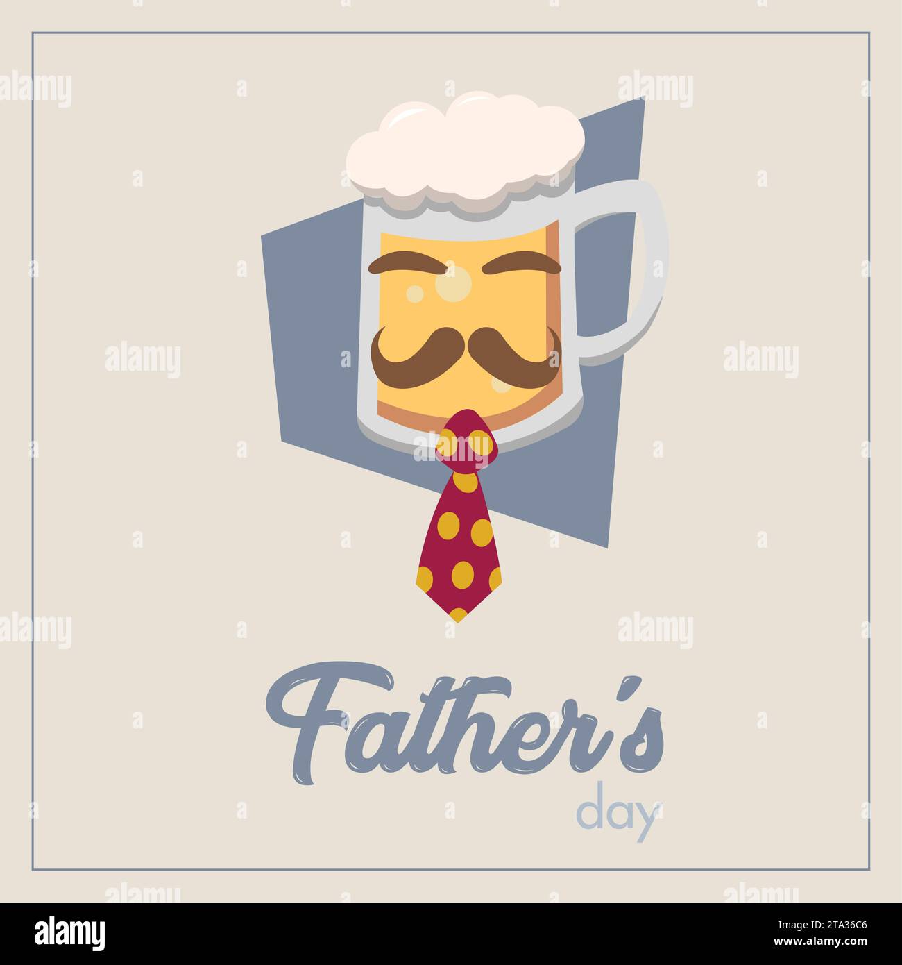 Hipster beer character with mustache Father day template Vector ...