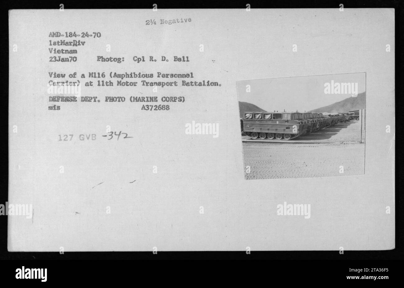 An M116 Amphibious Personnel Carrier is seen at the 11th Motor ...