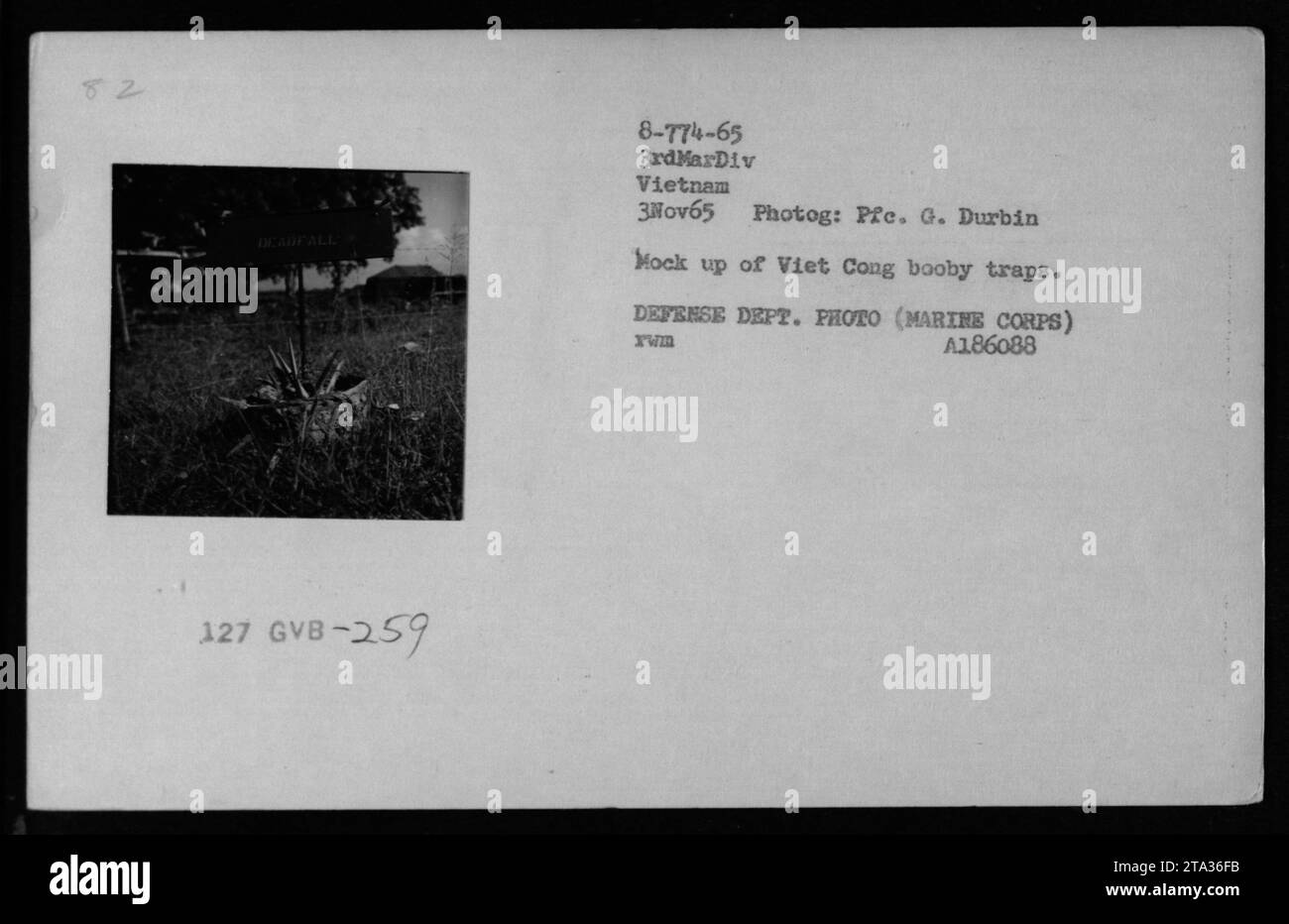 A mock-up of Viet Cong booby traps is seen at the Mine Warfare School ...