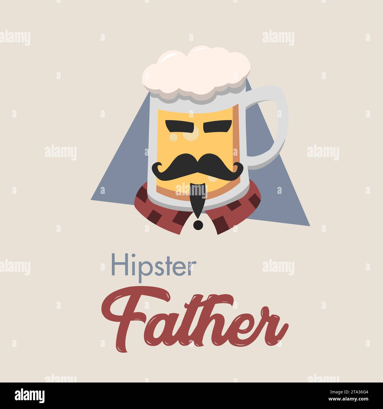 Hipster beer character with mustache Father day template Vector ...