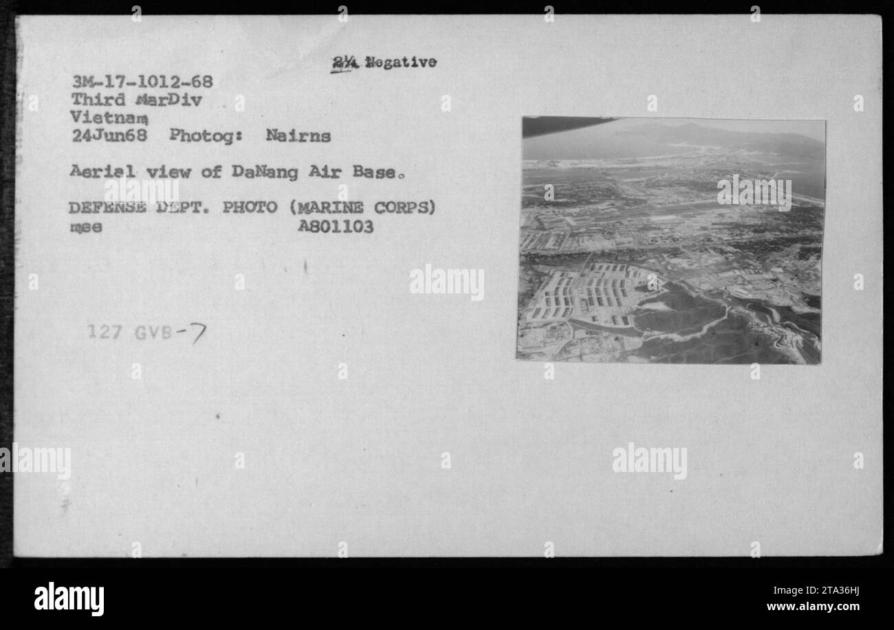 Aerial view of Da Nang Air Base in Vietnam showing airfield layout and ...