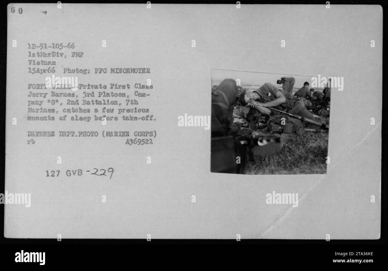 Private First Class Jerry Barnes, of the 2nd Battalion, 7th Marines ...