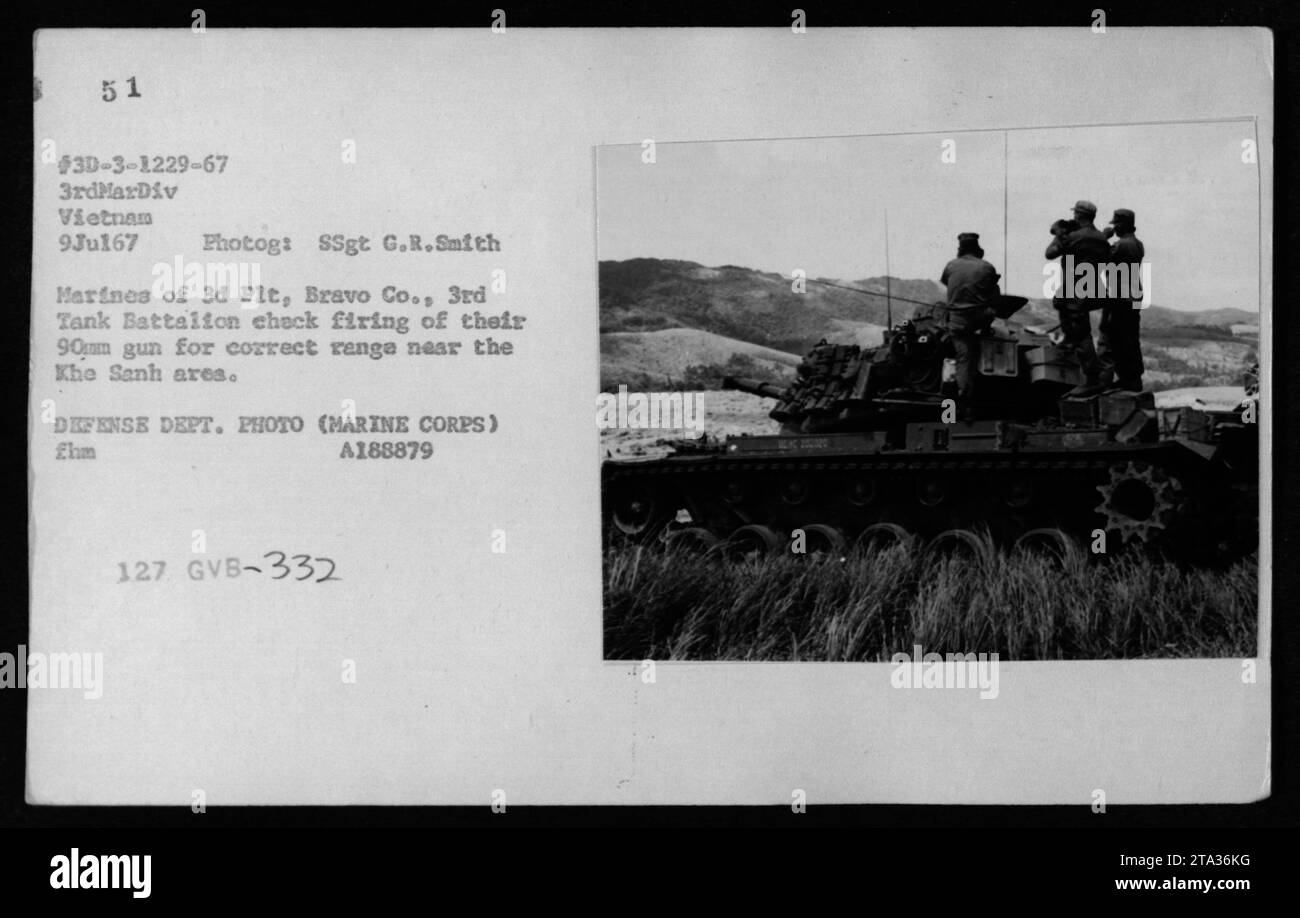 Marines from the 3rd Platoon, Bravo Company, 3rd Tank Battalion, test ...