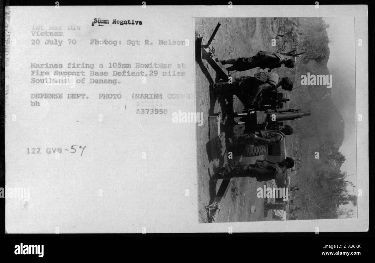 Marines firing a 105mm Howitzer at Fire Support Base Defiant, located ...