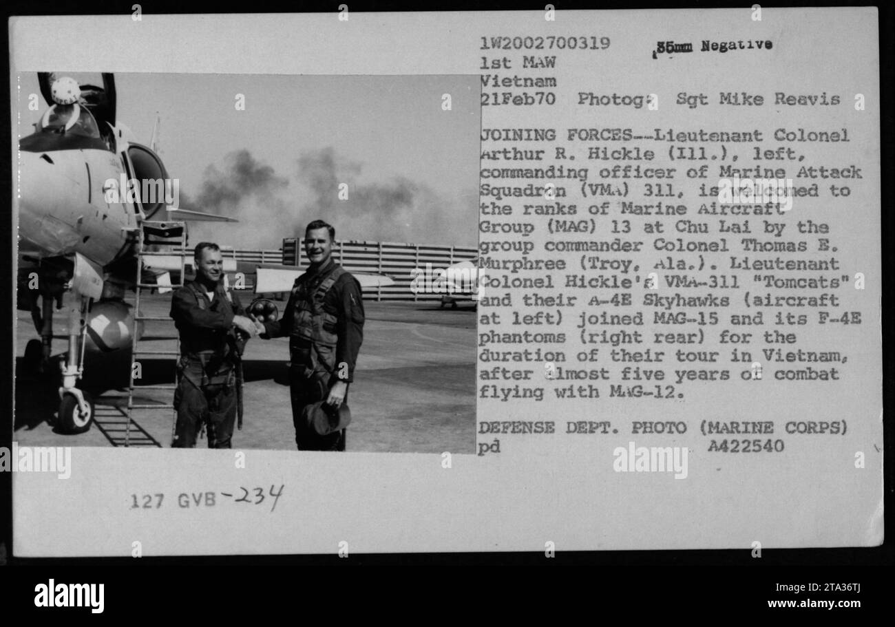 Lieutenant Colonel Arthur R. Hickle, commanding officer of Marine ...