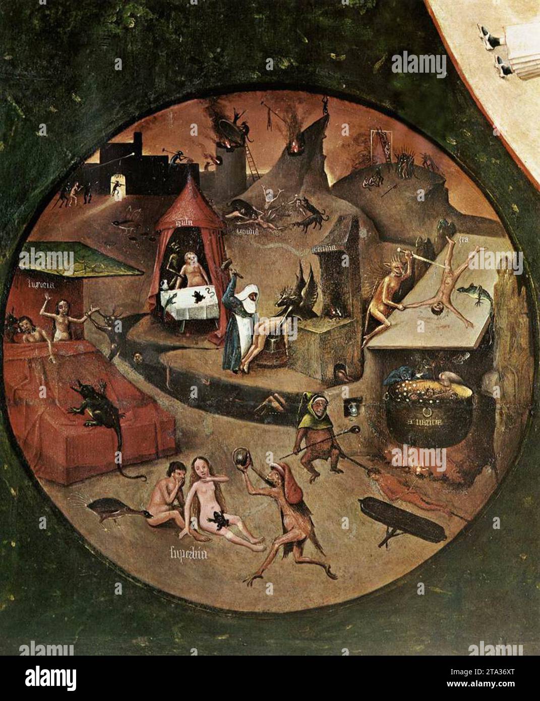 The Seven Deadly Sins (detail) c. 1480 by Hieronymus Bosch Stock Photo ...
