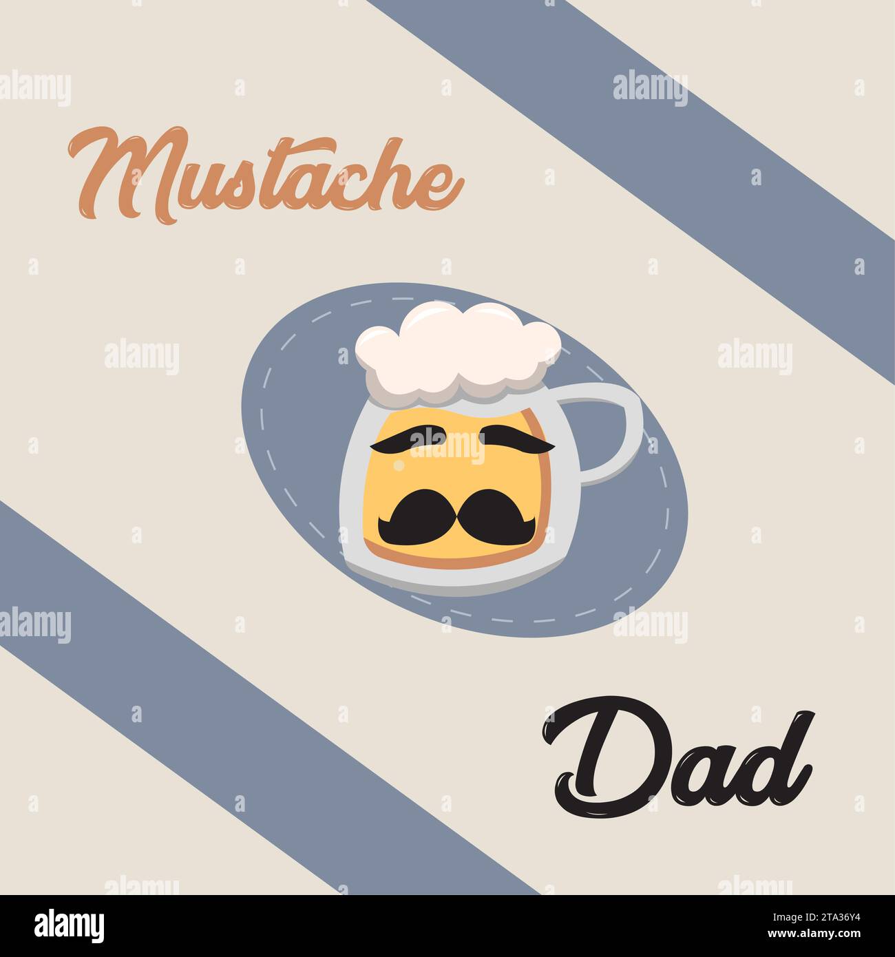 Hipster beer character with mustache Father day template Vector ...