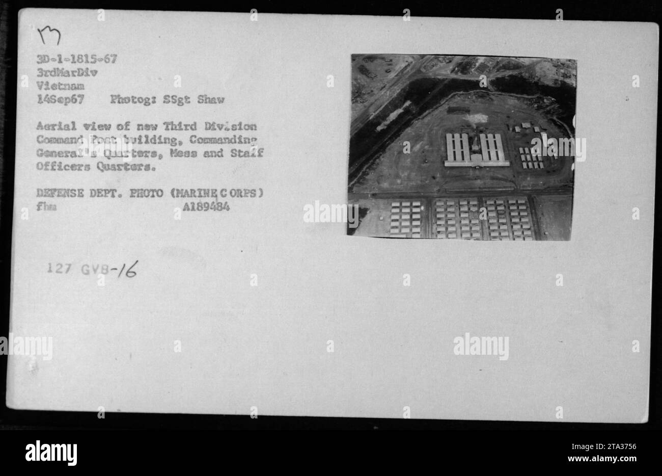 Aerial view of the new Third Division Command Post building, Commanding ...