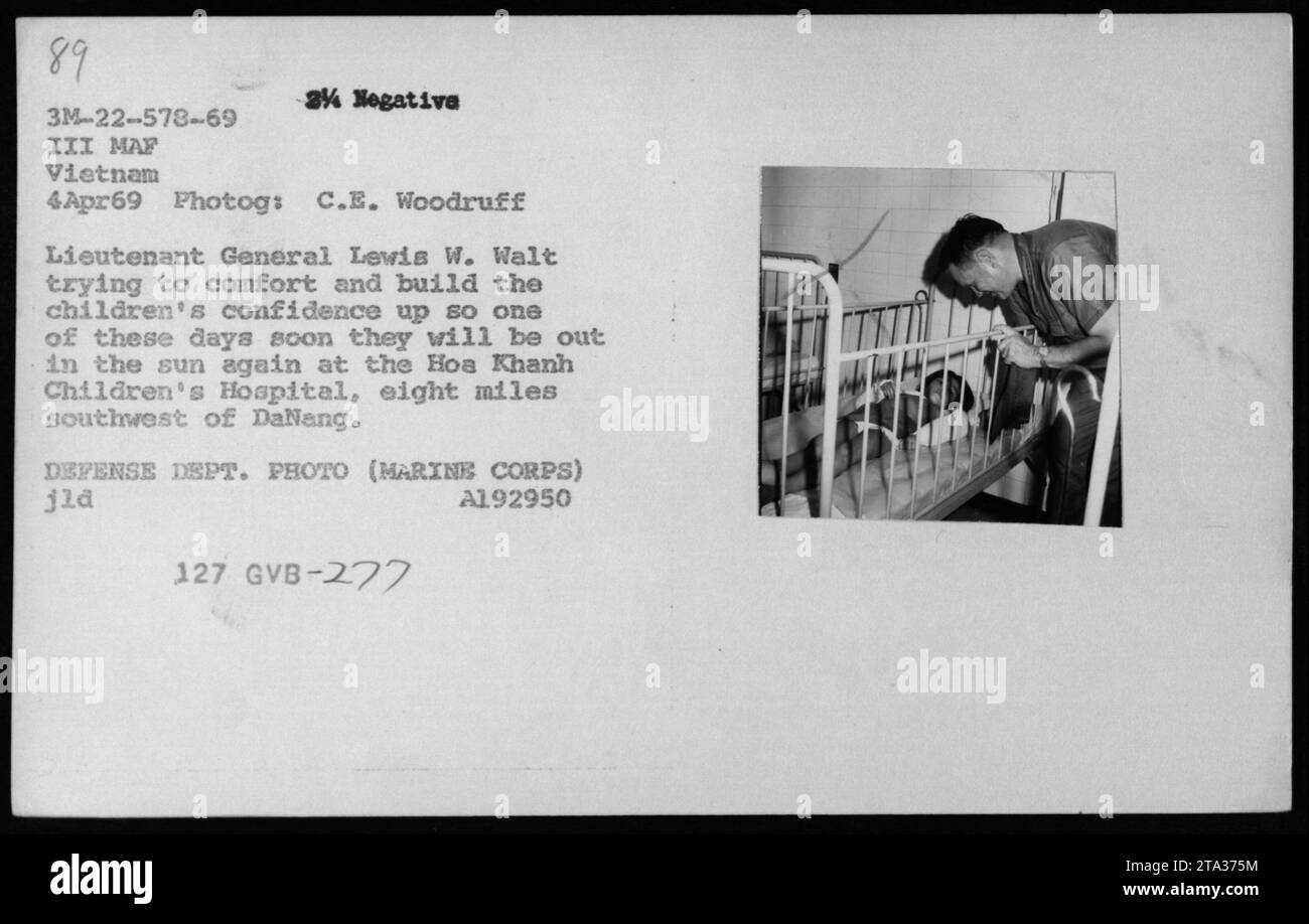 Lt Gen Lewis W. Walt visits Hoa Khanh Children's Hospital, southwest of ...