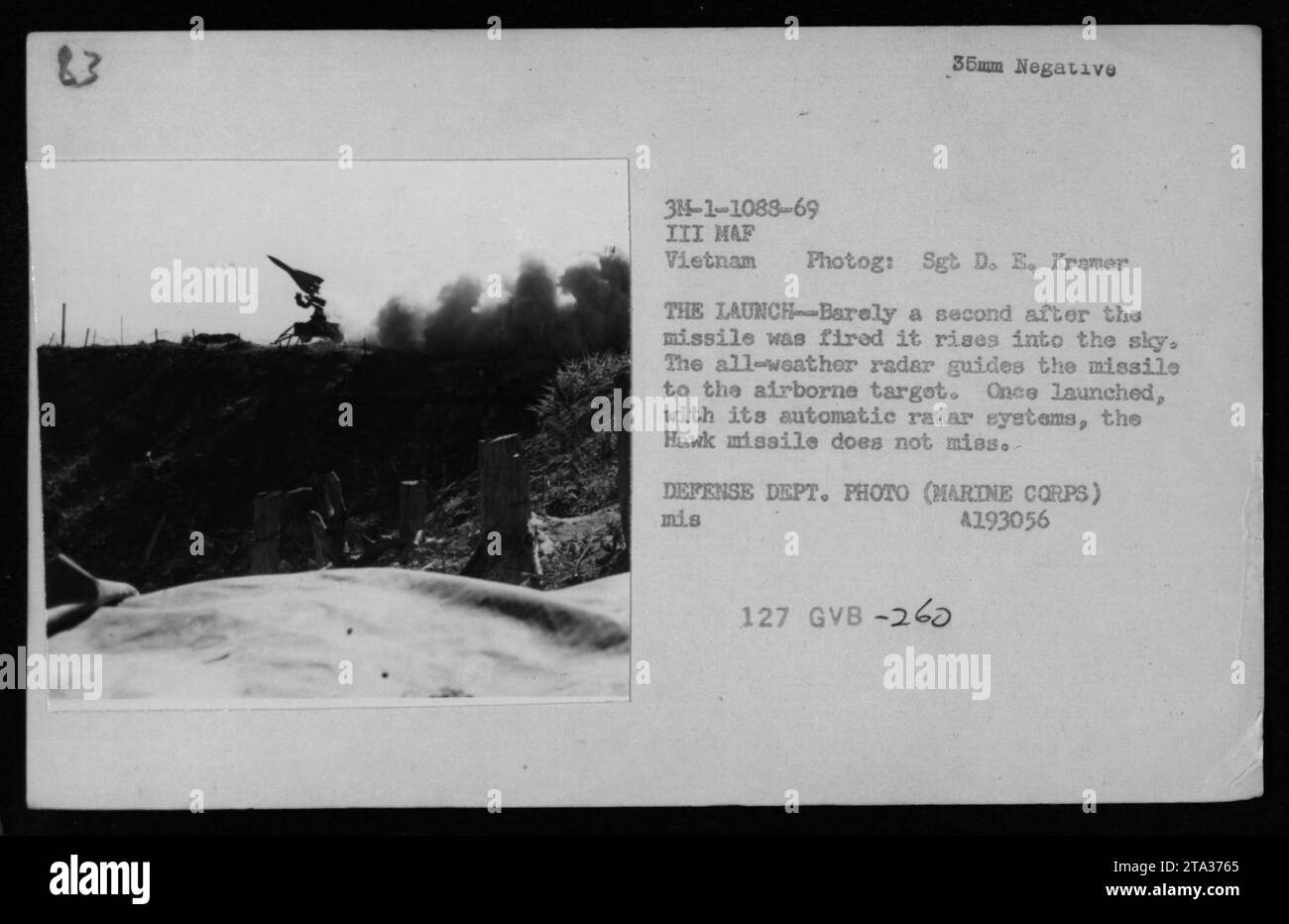 A Hawk missile is launched into the sky, guided by an all-weather radar ...