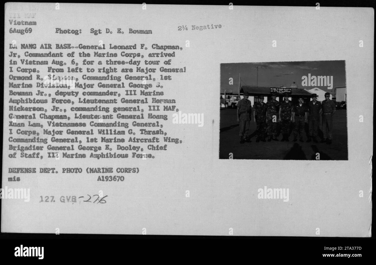 In August 1969, General Leonard F. Chapman Jr., Commandant of the ...
