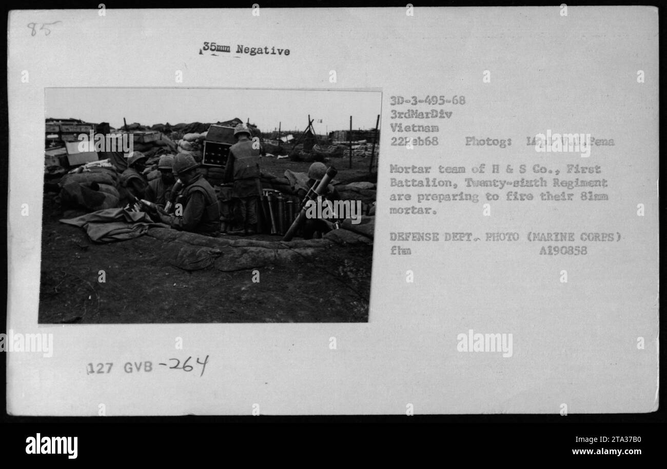 A mortar team from H & S Co of the First Battalion, Twenty-sixth ...