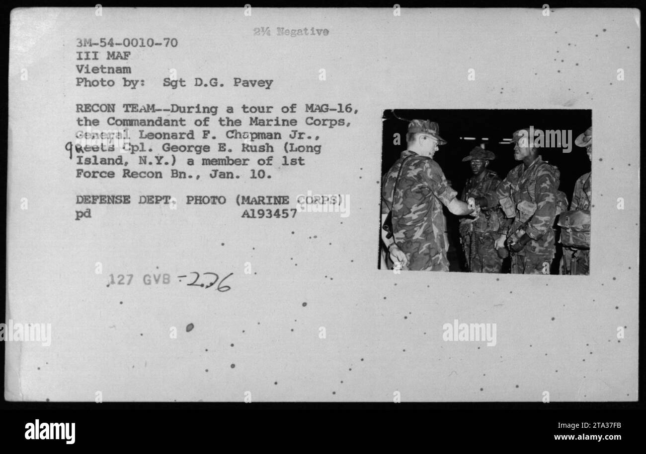 General Leonard F. Chapman Jr. visits MAG-16 during the Vietnam War. He ...