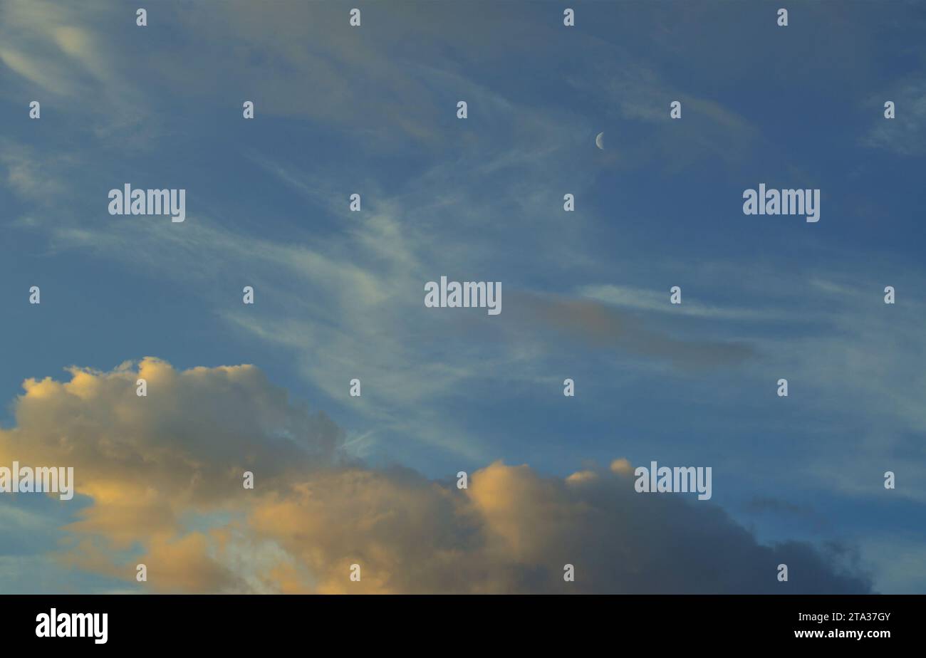 Dark blue cloud rainy storm sky on evening sad feeling mood tone ...