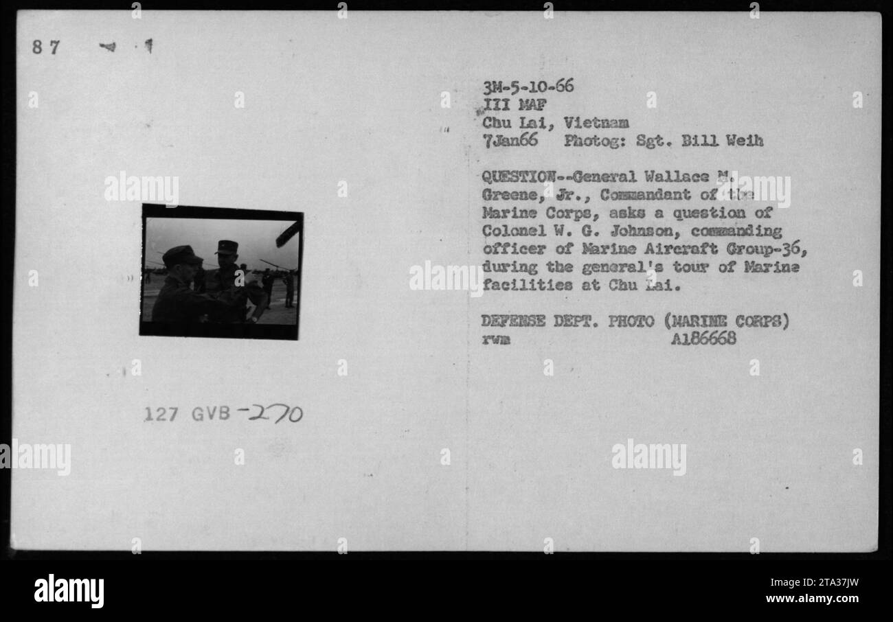 General Wallace M. Greene Jr., Commandant of the Marine Corps ...