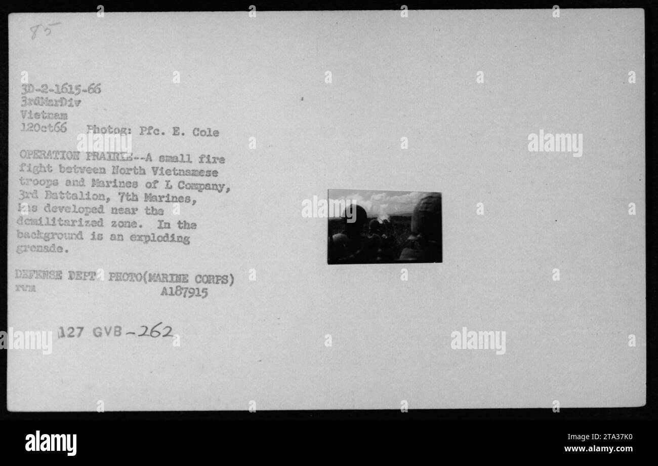 Caption: "During Operation Prairie in Vietnam, a small fire fight ...