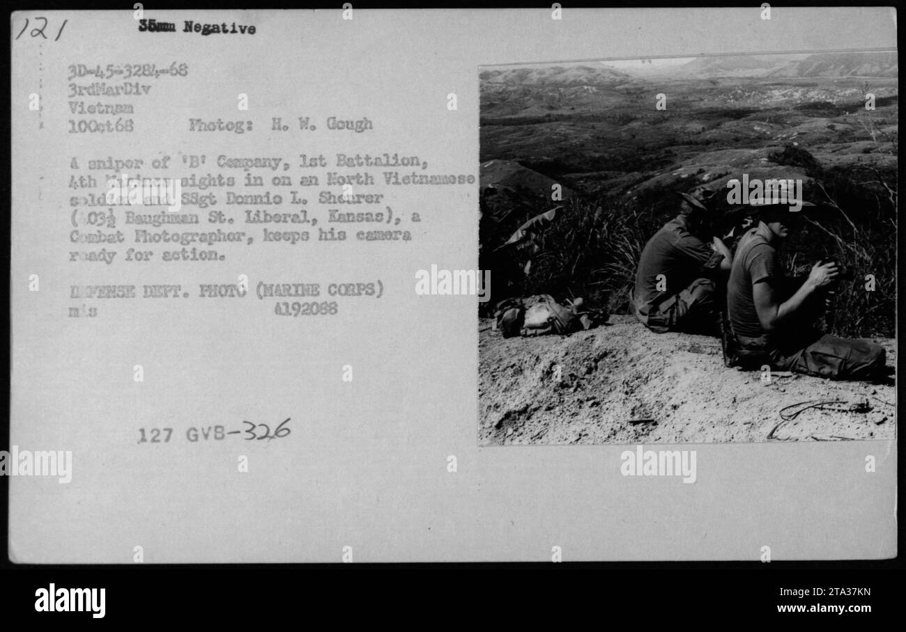 Snipers from B Company, 1st Battalion, 4th Marines, train in the field ...