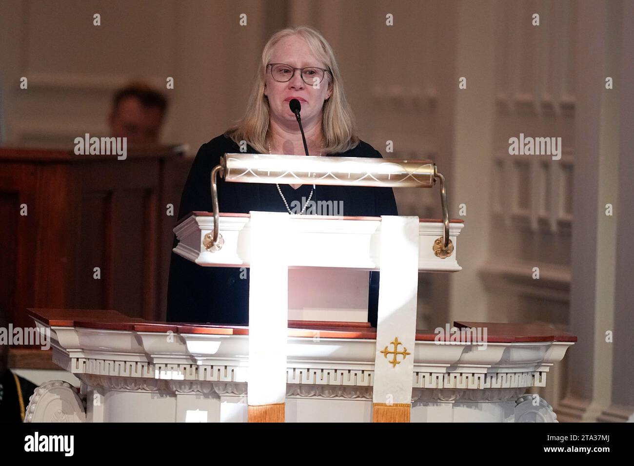 Amy Carter speaks at a tribute service for her mother, former first ...